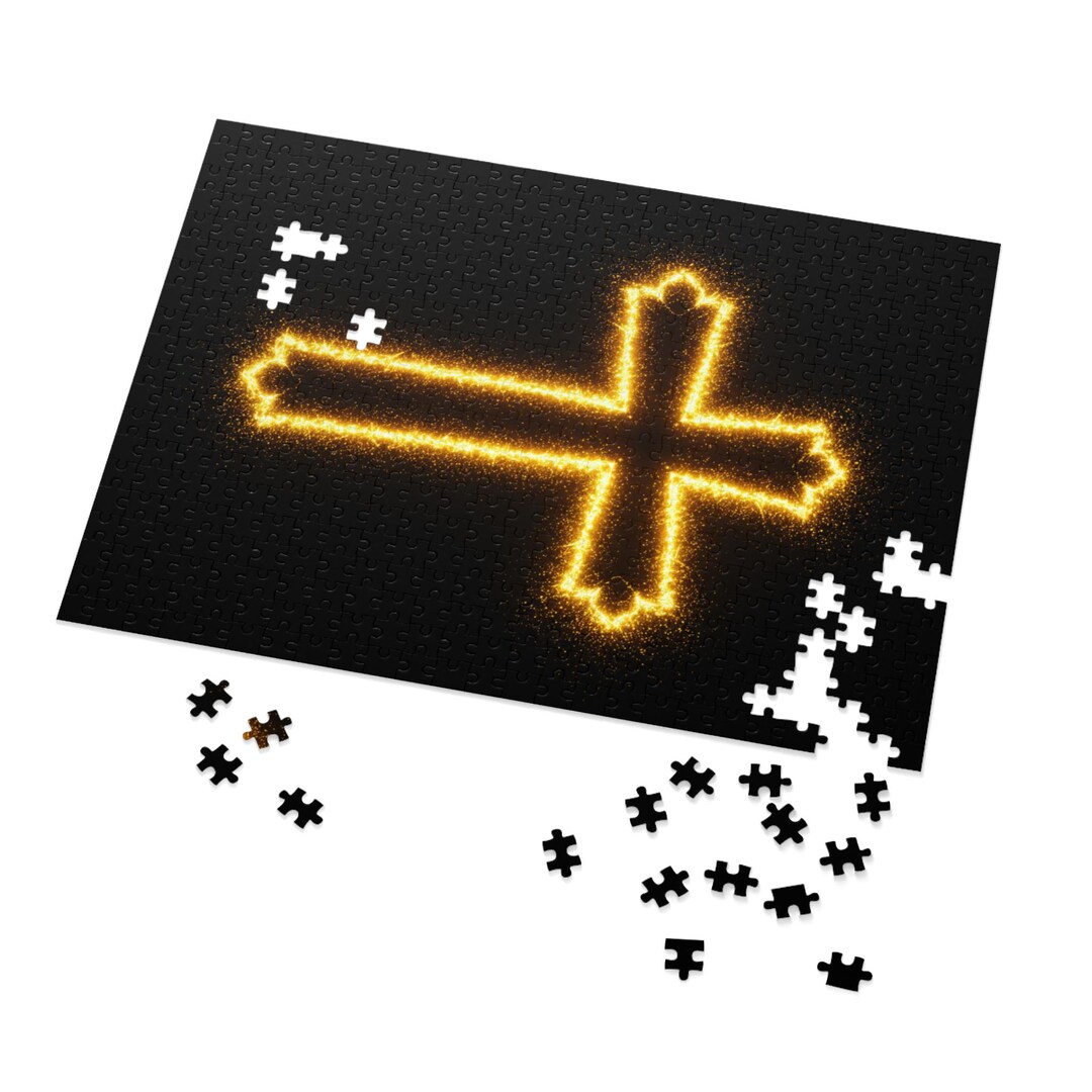 Jigsaw Puzzle - Glowing Cross Design - Etsy