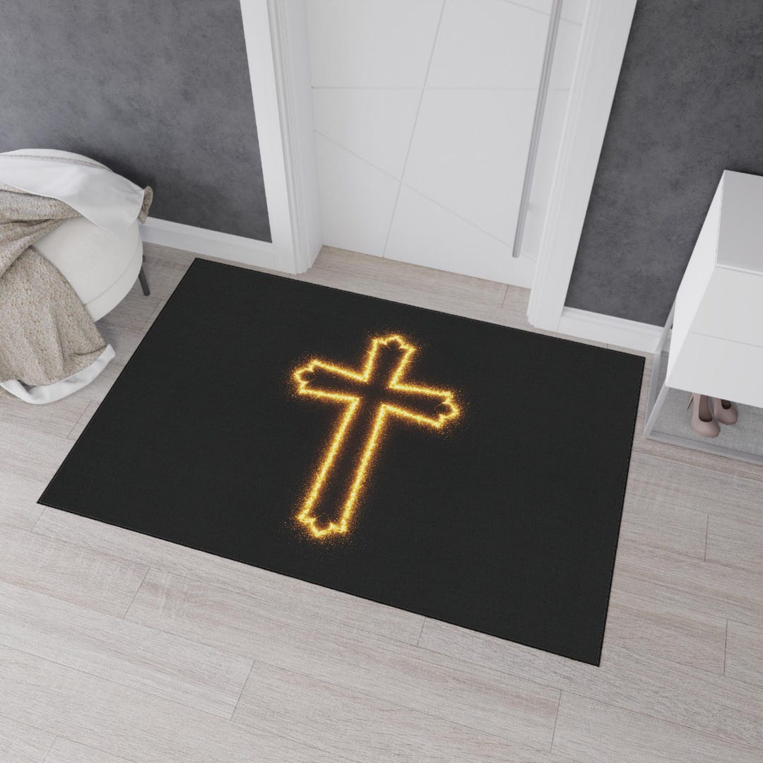 Floor Mat With Glowing Cross Design - Etsy