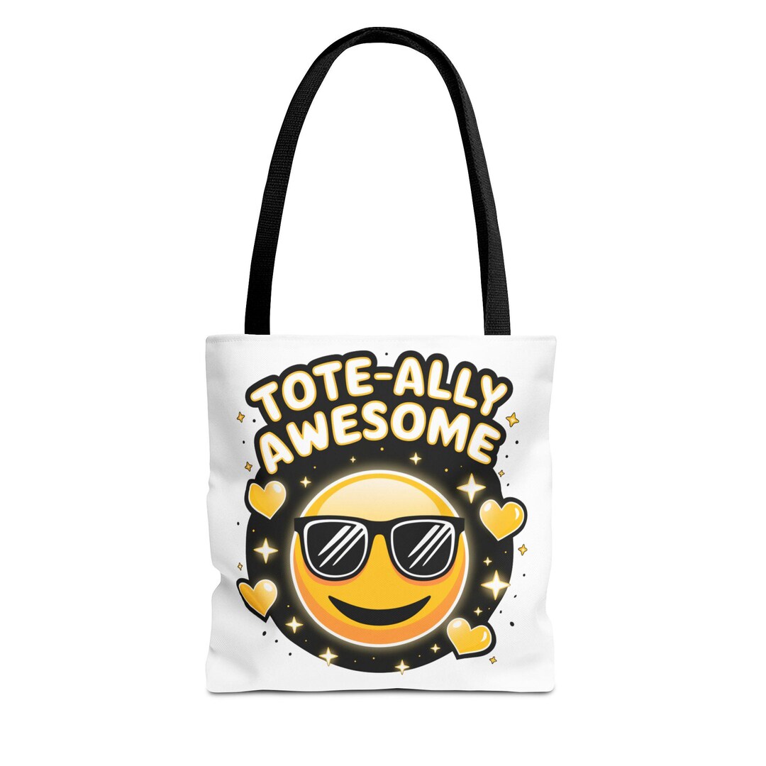 Smiling Emoji Tote Bag Tote-ally Awesome, Fun Tote Bag, Emoji Tote ...