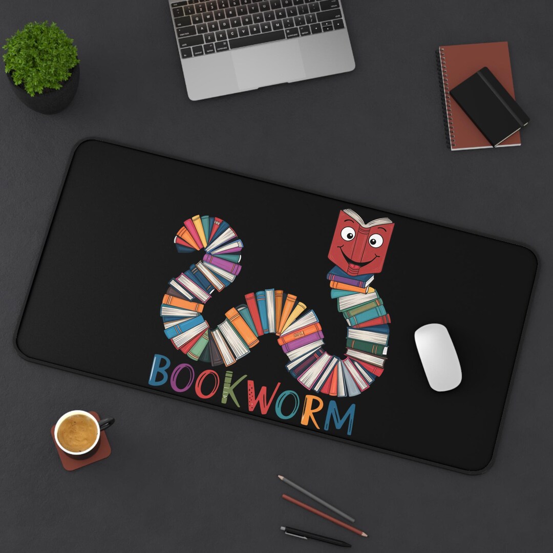 Desk Mat Mouse Pad Bookworm Fun Design - Etsy