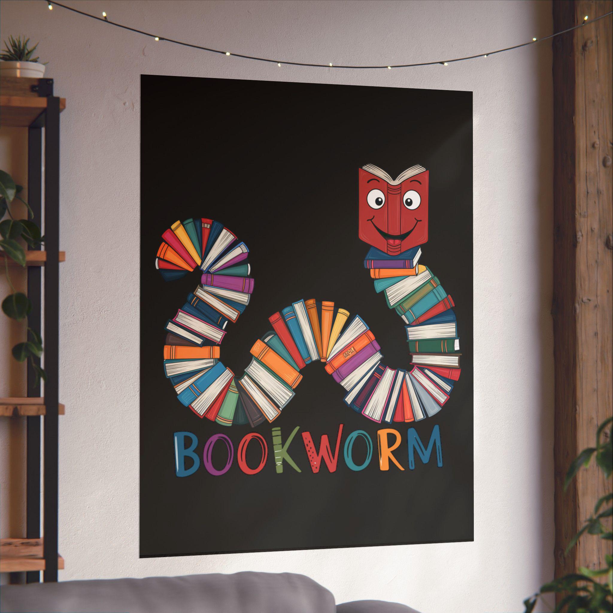 Bookworm Poster: Whimsical Books Worm Matte Print - Etsy