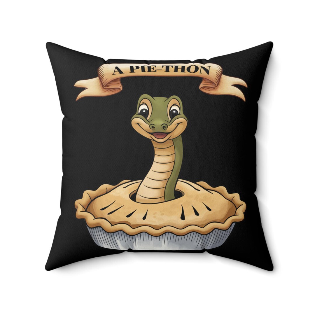 Square Pillow - Snake Coming Out of Pie Joke 'pie-thon' - Etsy
