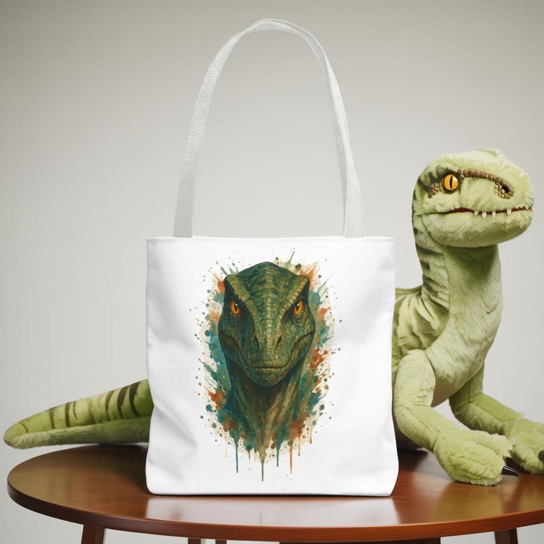 Watercolor Dinosaur Tote Bag: Reusable Canvas Market Shopper - Etsy