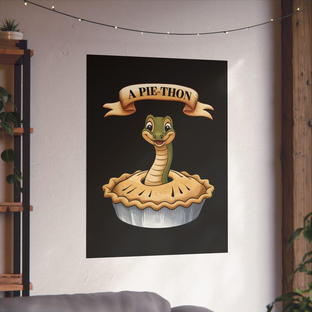 Vertical Poster - Funny 'pie-thon' Snake in Pie Joke Print - Etsy