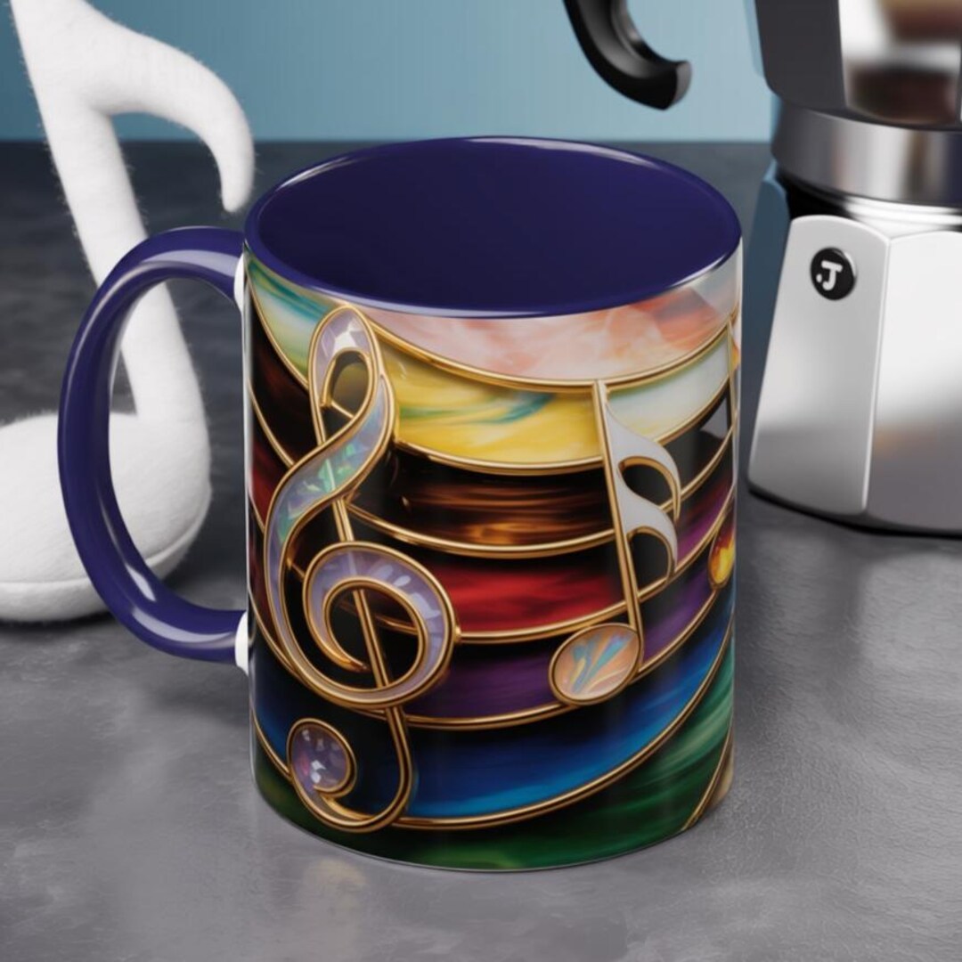 Stained Glass Music Notes Mug - Colorful Music Lover Gift - Teacher Mug ...
