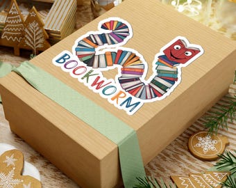 Cutie Book Worm Sticker - Kawaii Style - Cute Bookworm - Sticker ...