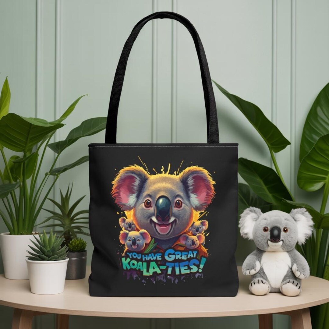 Koala Tote Bag - Funny Animal Pun Bag With Cute Koala Design - Reusable ...