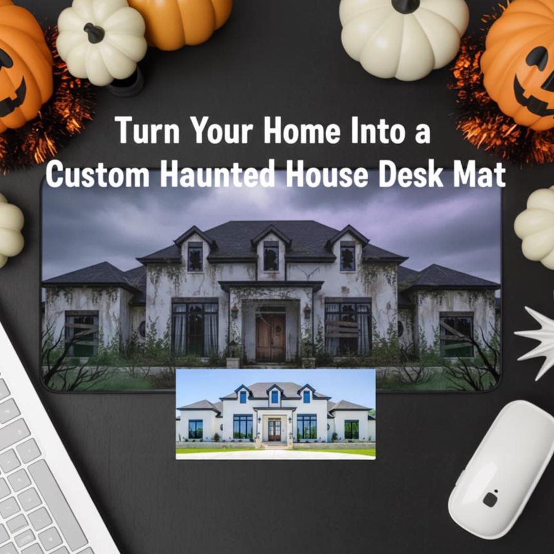 Custom Haunted House Desk Mat, Personalized Mouse Pad, Turn Your Home ...