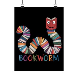 Vertical Poster Bookworm Matte Print - Etsy