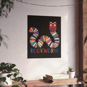 Vertical Poster Bookworm Matte Print - Etsy