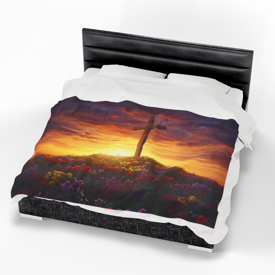 Davinci Style Cross Painting Plush Blanket: Christian Spiritual Decor ...
