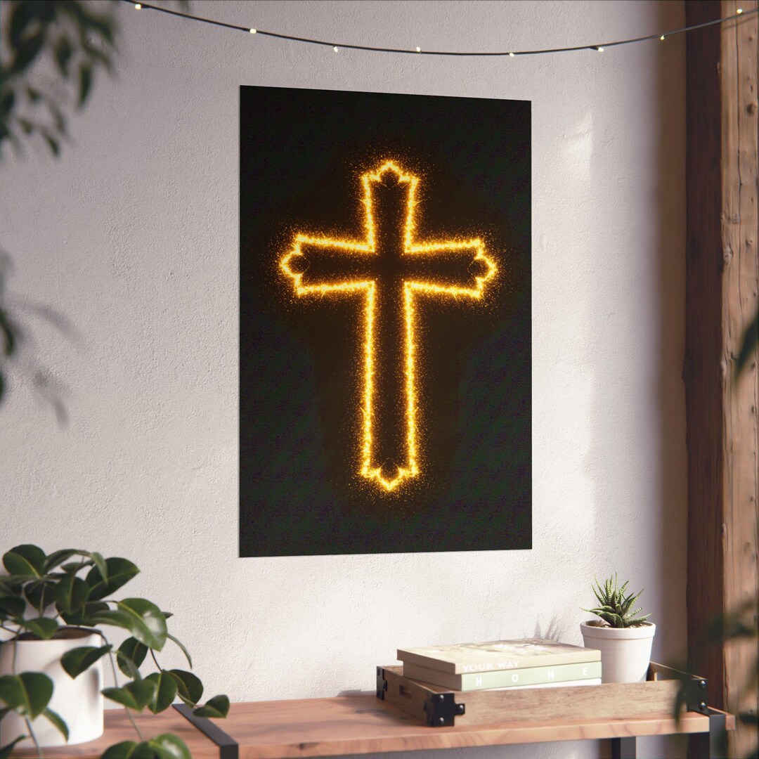 Vertical Poster - Glowing Cross Design - Etsy