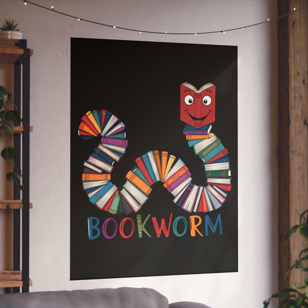 Vertical Poster Bookworm Matte Print - Etsy