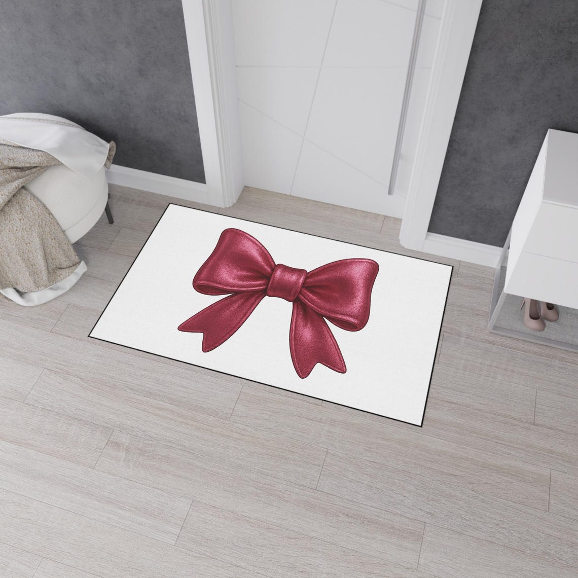Red Bow Doormat: Glam Holiday Entry Rug - Etsy