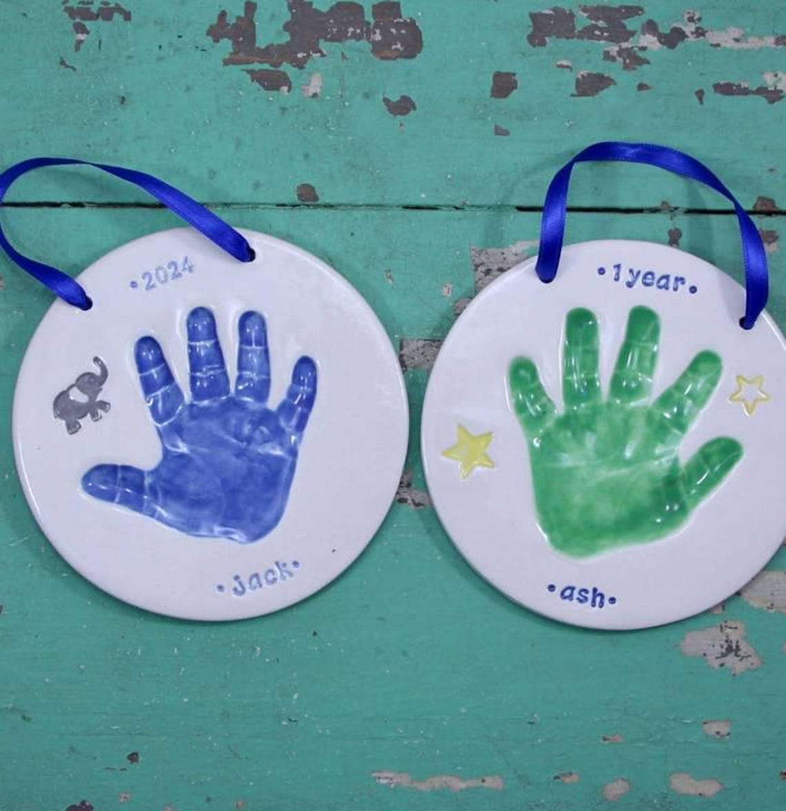 Baby Handprint Ceramic Ornament,infant Ornament, Baby's First Christmas ...