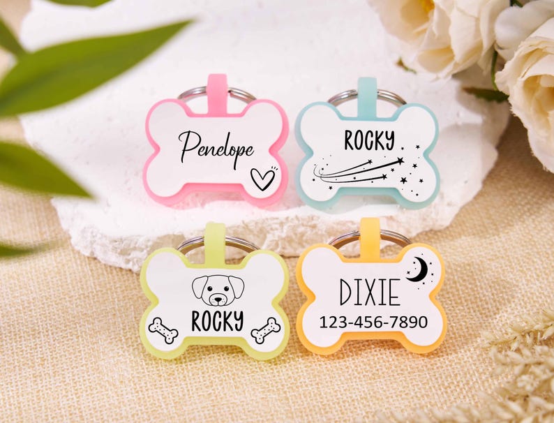 Personalized Bone-shaped Silent Dog Tags,prevent Getting Lost Silicone ...