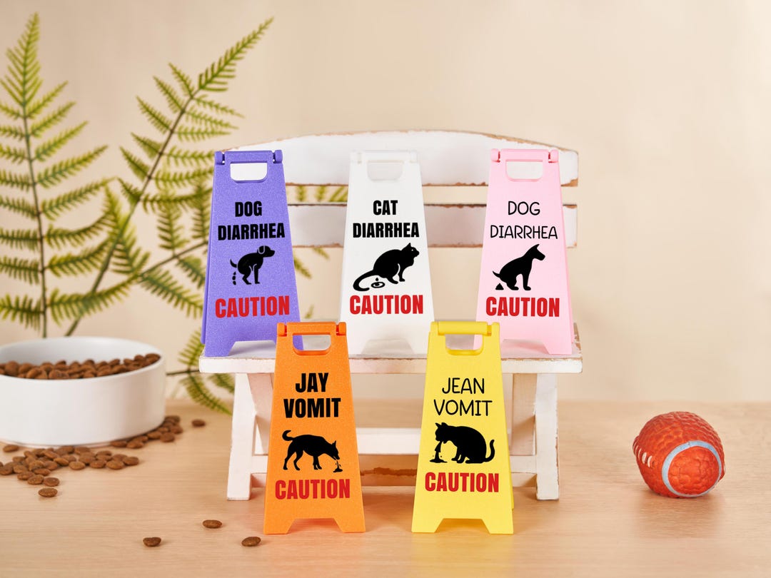 Humorous Pet Accident Warning,personalized Mini Cat Vomit Wet Floor ...