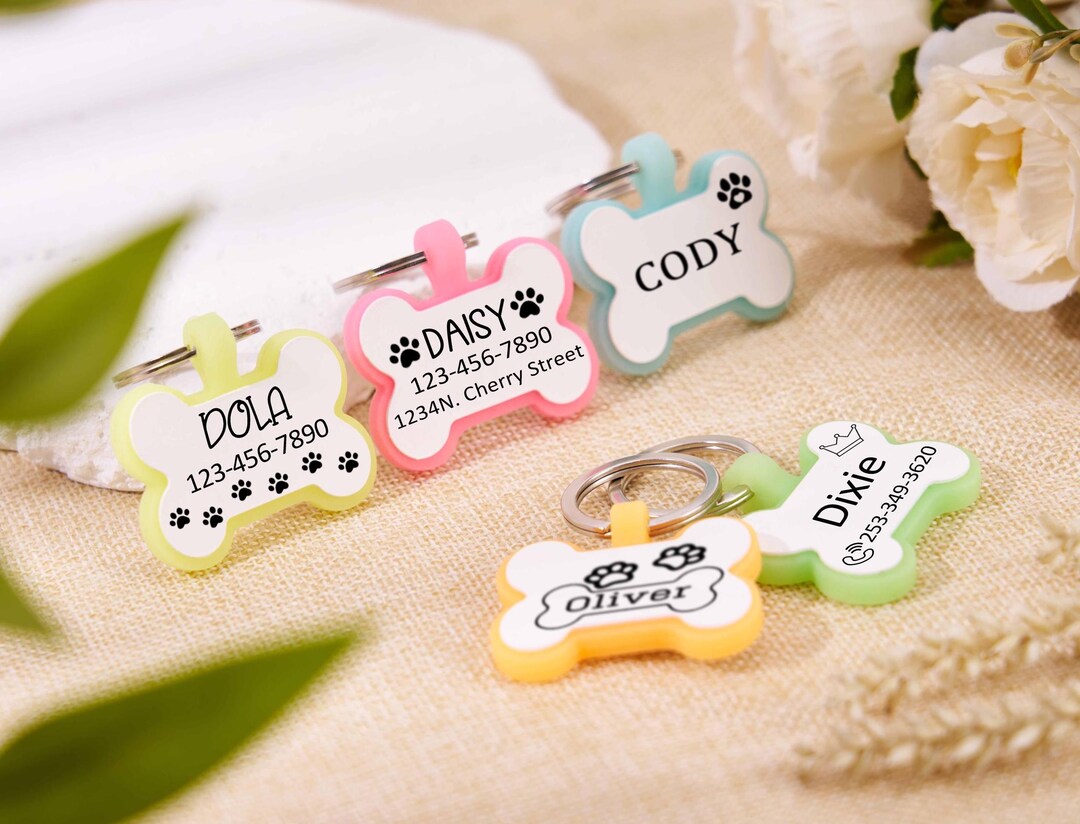 Personalized Engraved Silicone Dog Tags,bone Shaped Silent Dog Tags ...