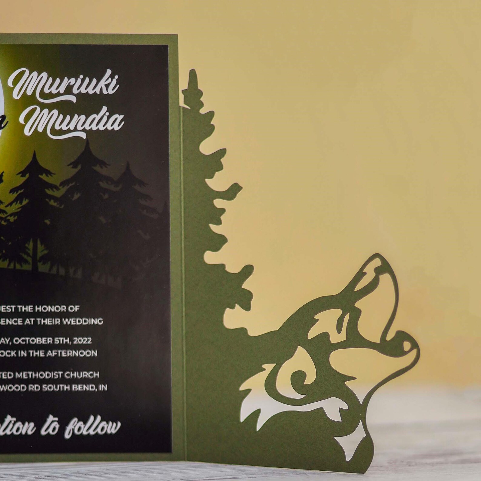 Wolf Wedding Invitation Template, Laser Cut Gatefold 5x7 (svg Dxf Ai ...