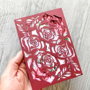Rose Gatefold Wedding Invitation Template, Laser Cut (svg, Pdf, Ai, Cdr ...