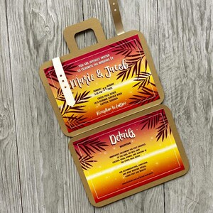 Suitcase Wedding Invitation SVG Template, Travel Adventure (digital ...