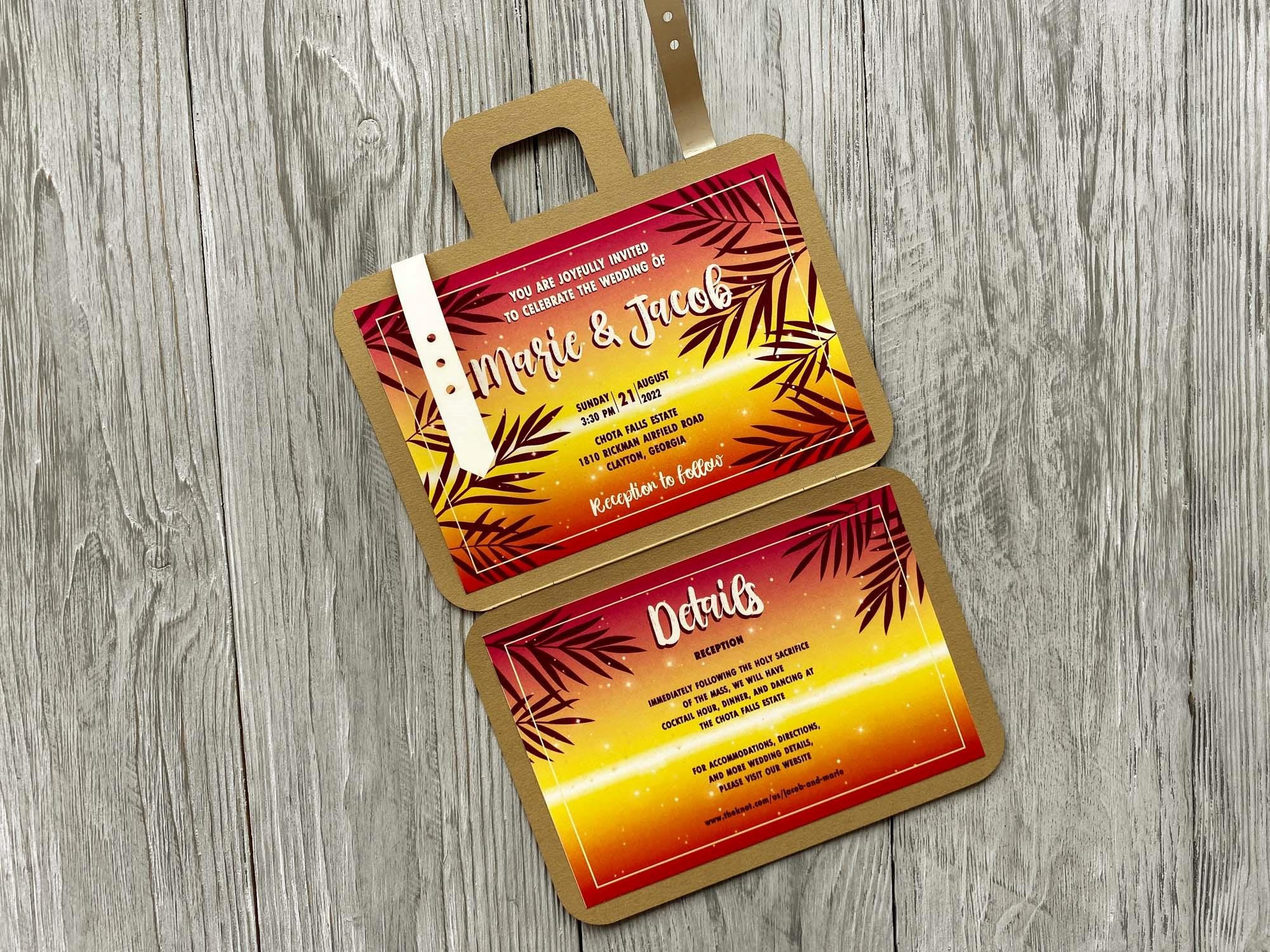 Suitcase Wedding Invitation SVG Template, Travel Adventure (digital ...