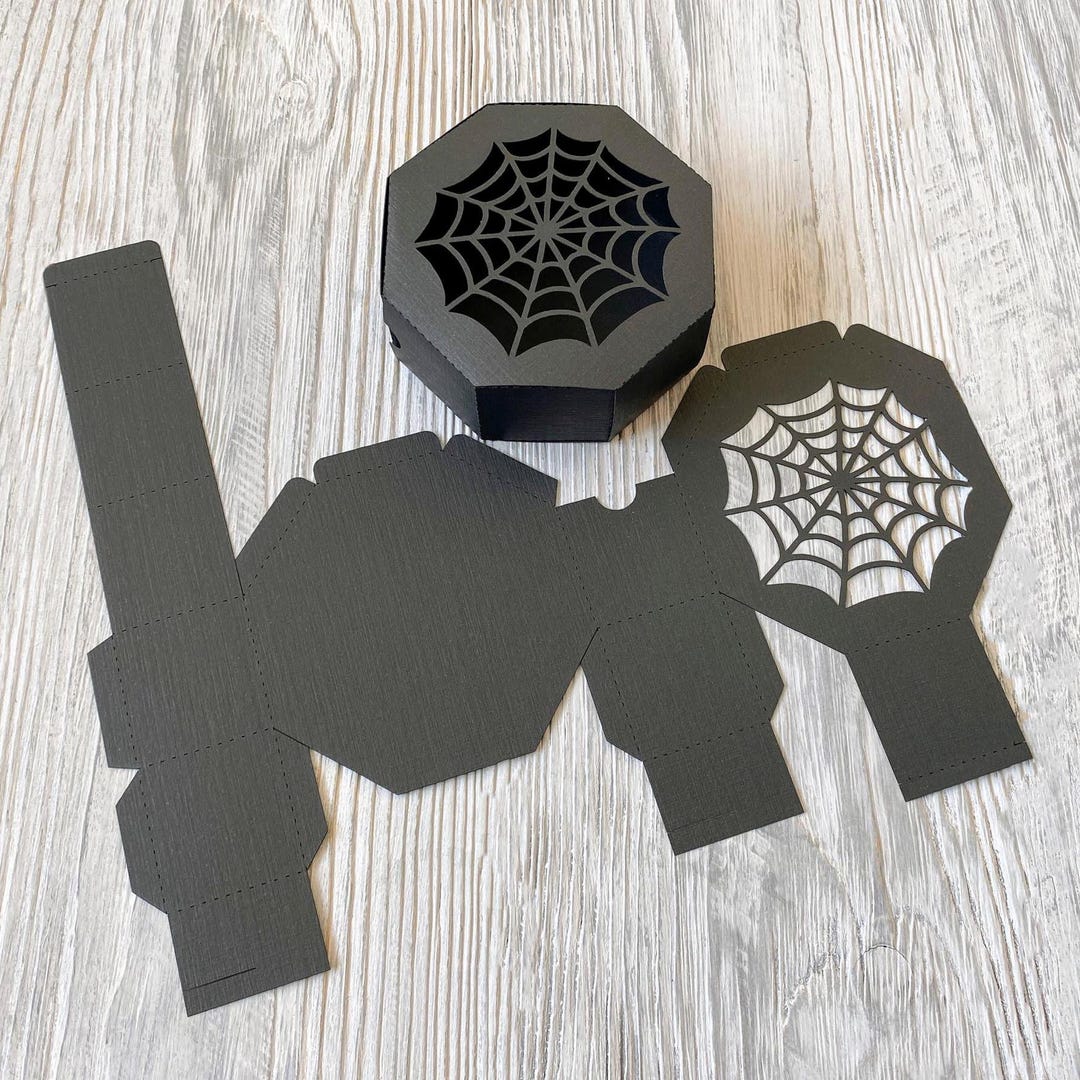 Spider Web Gift Box With Lid Octagonal Template Svg, Cricut Halloween ...