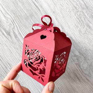 Roses Favor Box Svg Cricut Digital Template, Wedding Party Heart Gift ...