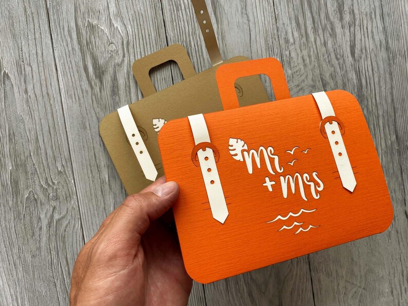 Suitcase Wedding Invitation SVG Template, Travel Adventure (digital ...