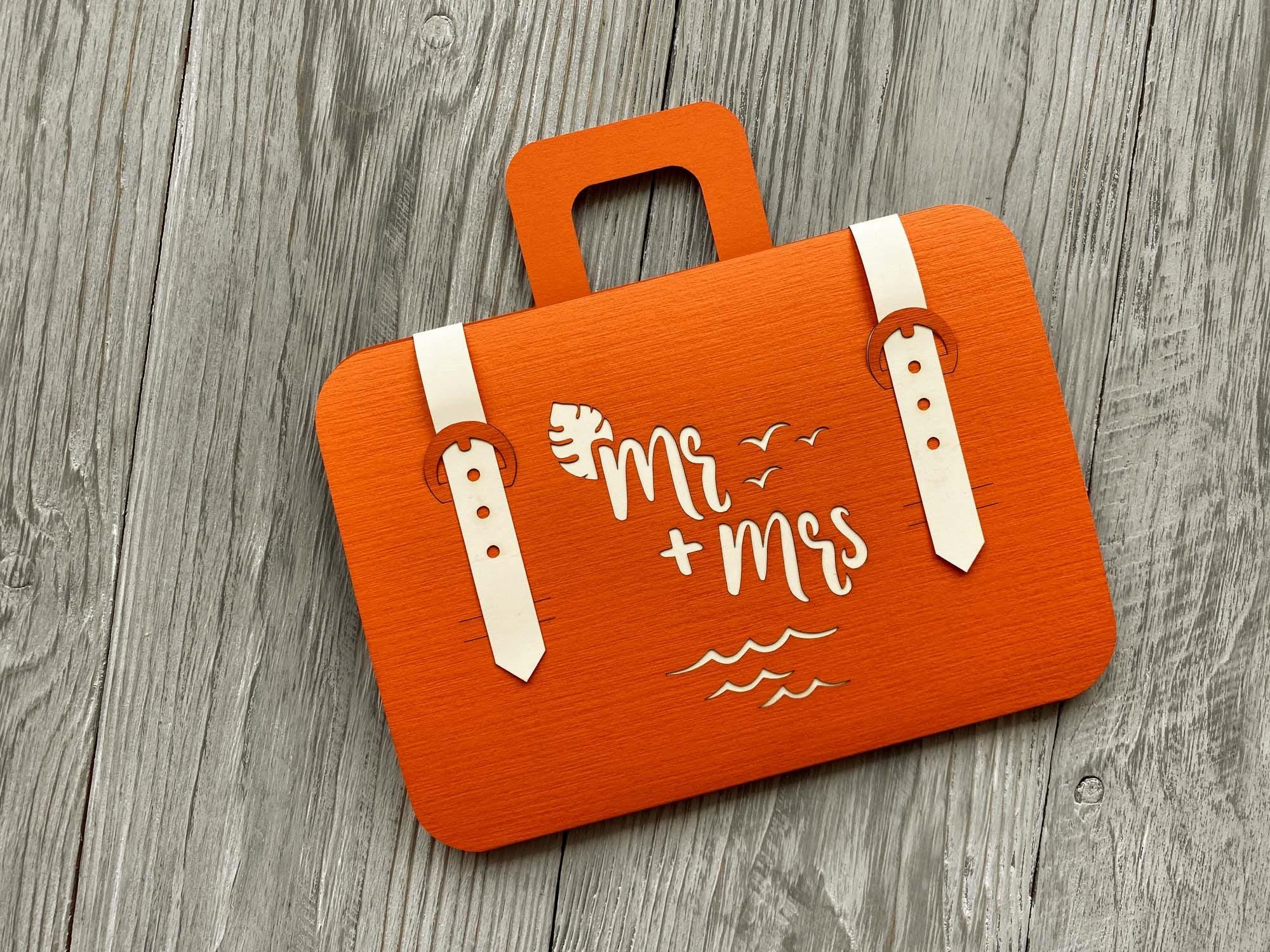 Suitcase Wedding Invitation SVG Template, Travel Adventure (digital ...