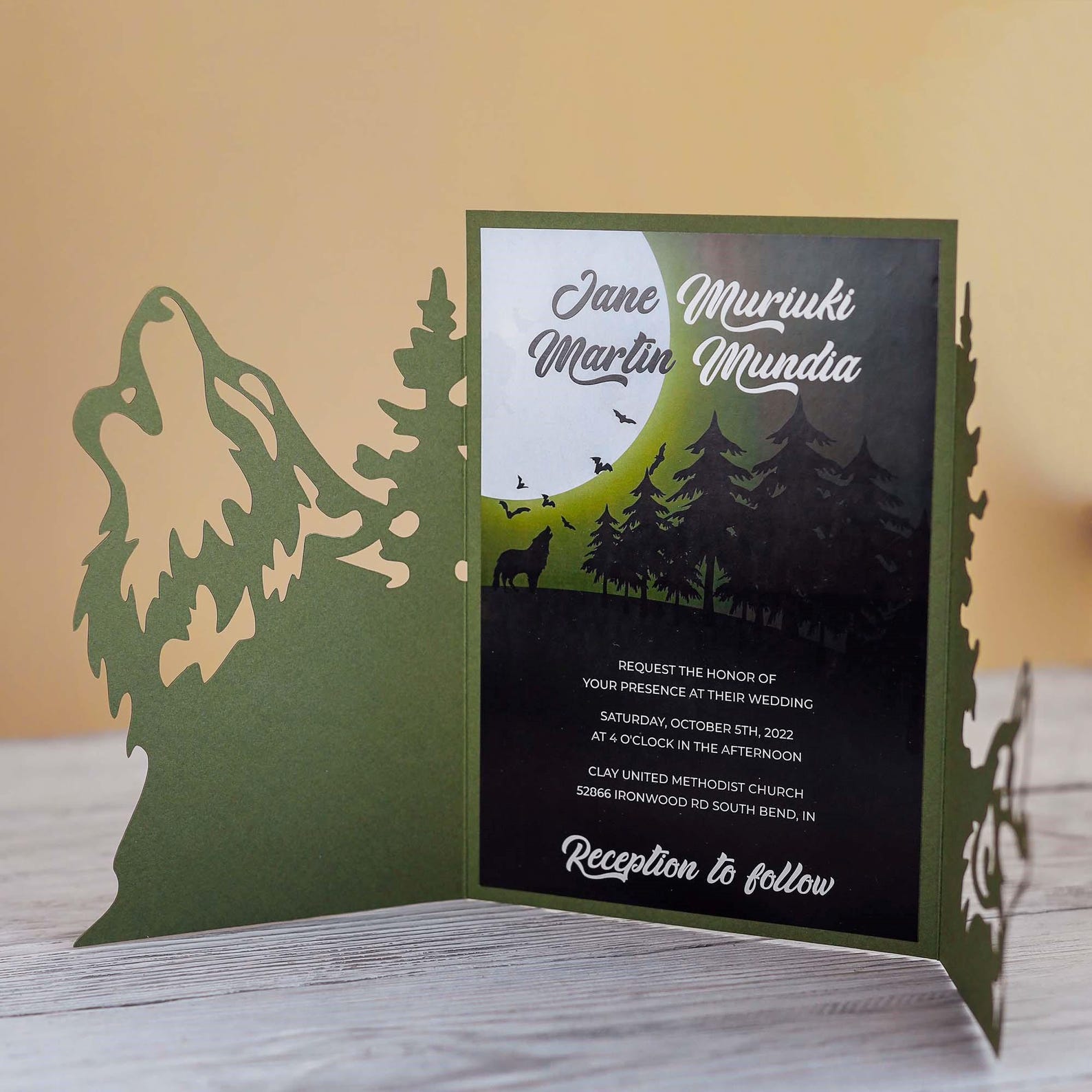 Wolf Wedding Invitation Template, Laser Cut Gatefold 5x7 (svg Dxf Ai ...