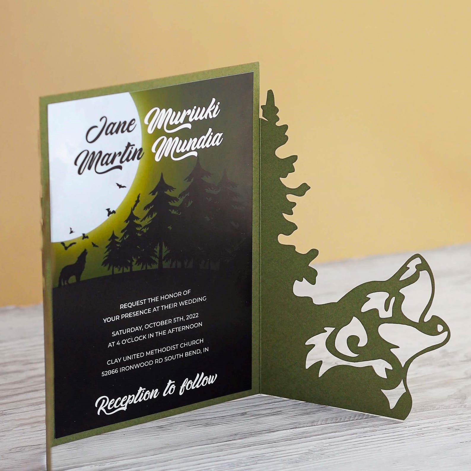 Wolf Wedding Invitation Template, Laser Cut Gatefold 5x7 (svg Dxf Ai ...
