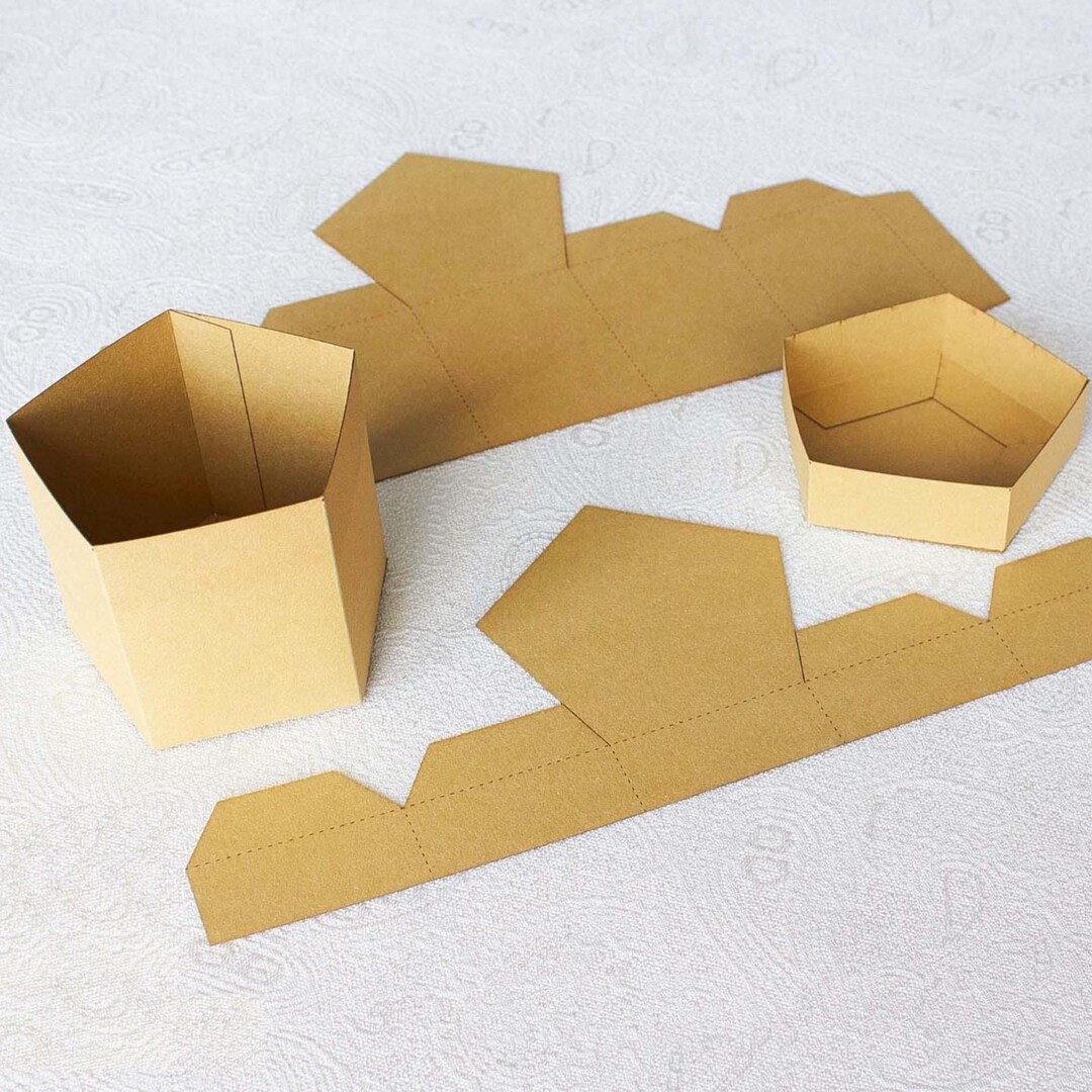 Pentagonal Carton Template SVG and Lid, Wedding Favor Box Storage ...