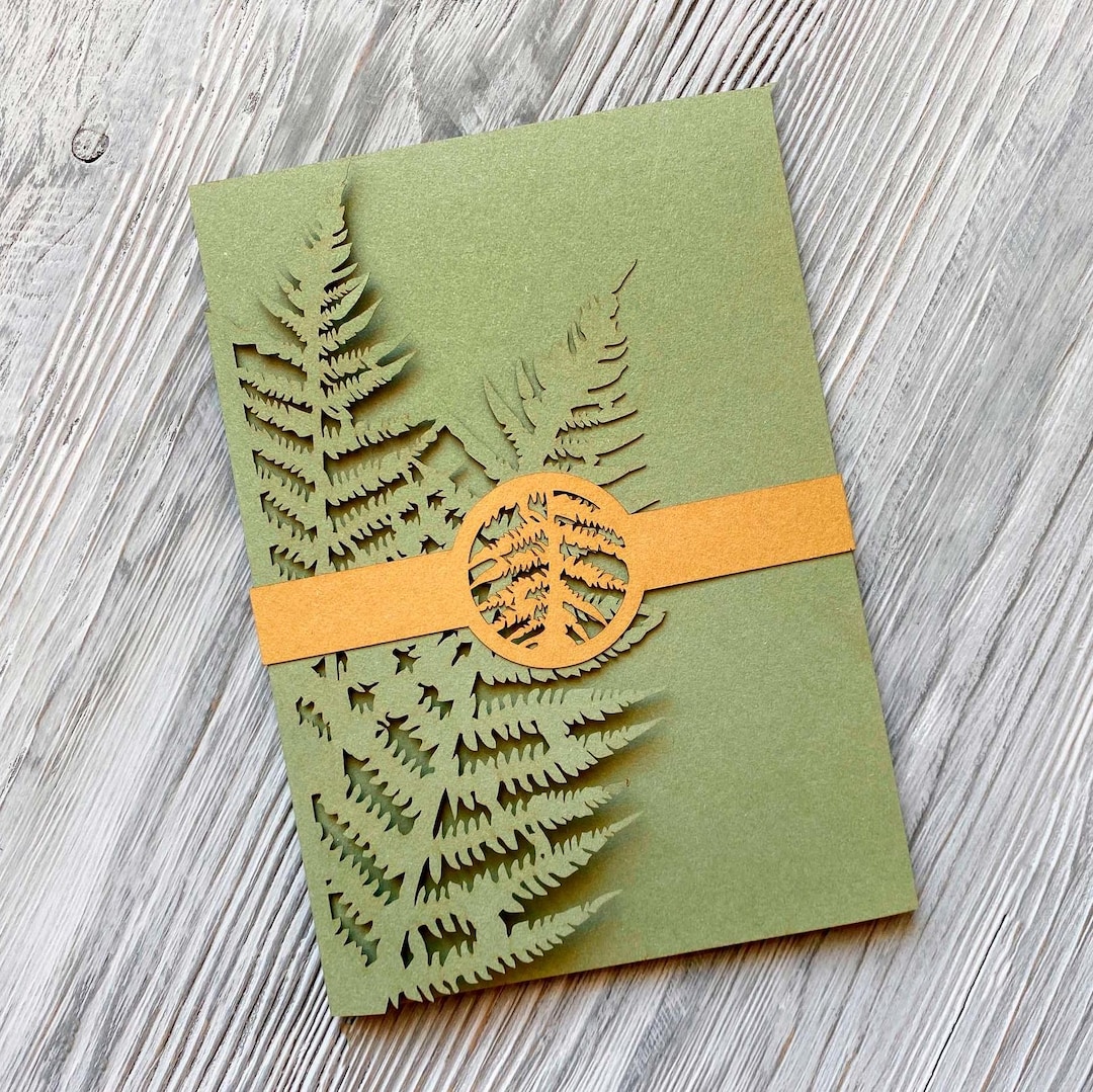Fern Invitation Template Tri-fold Svg, 5x7 Pocket Envelope Wedding ...