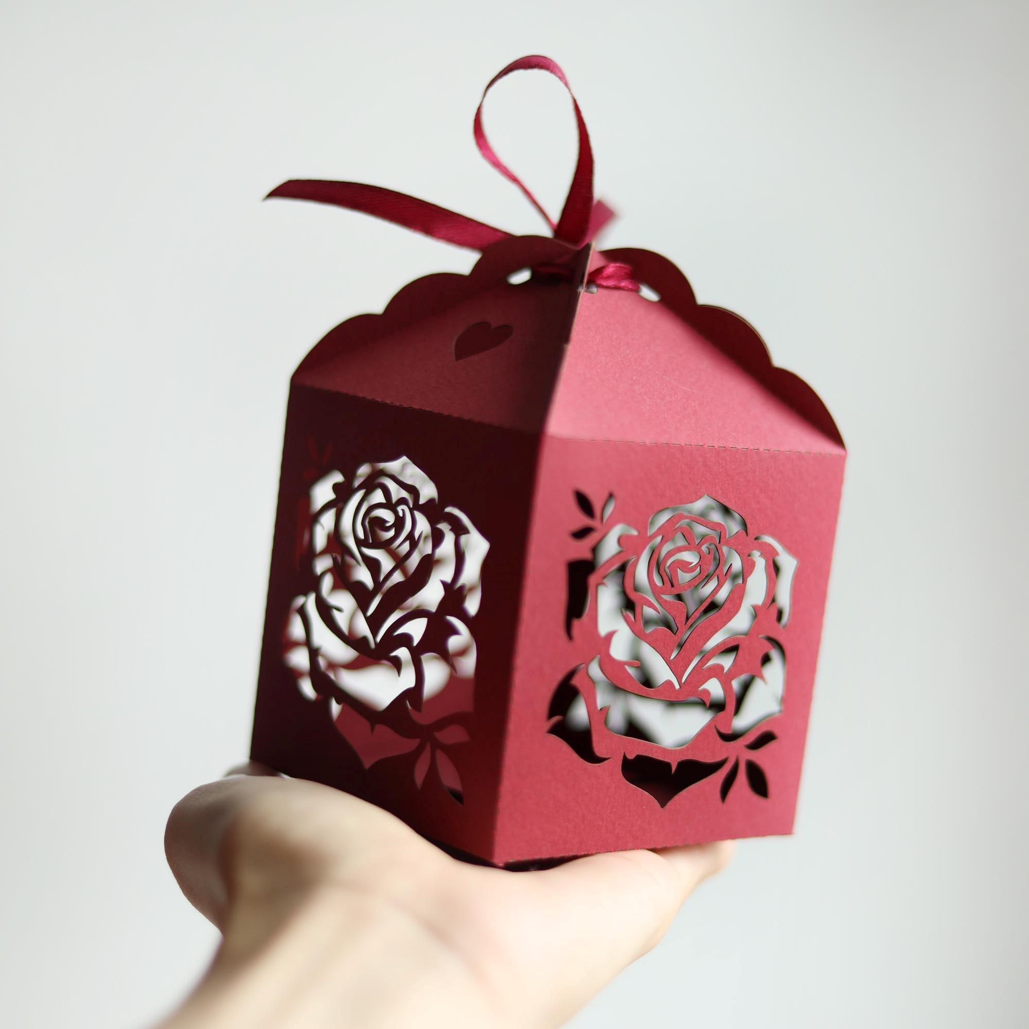 Roses Favor Box Svg Cricut Digital Template, Wedding Party Heart Gift ...