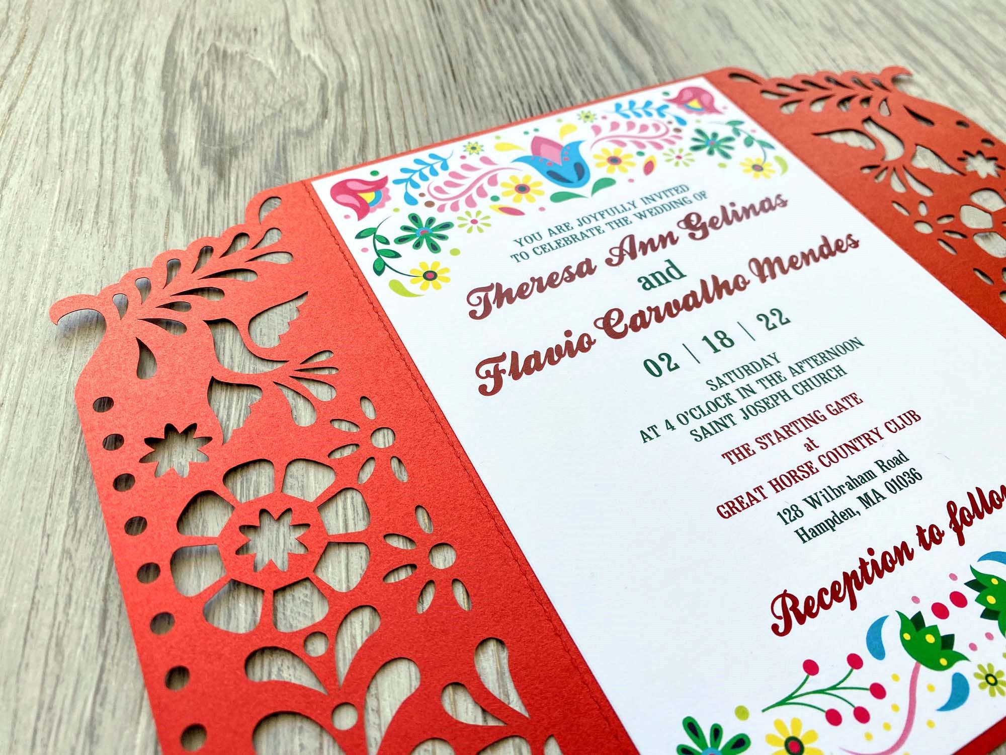 Mexican Wedding Invitation Template, Papel Picado Gatefold (SVG, PDF ...