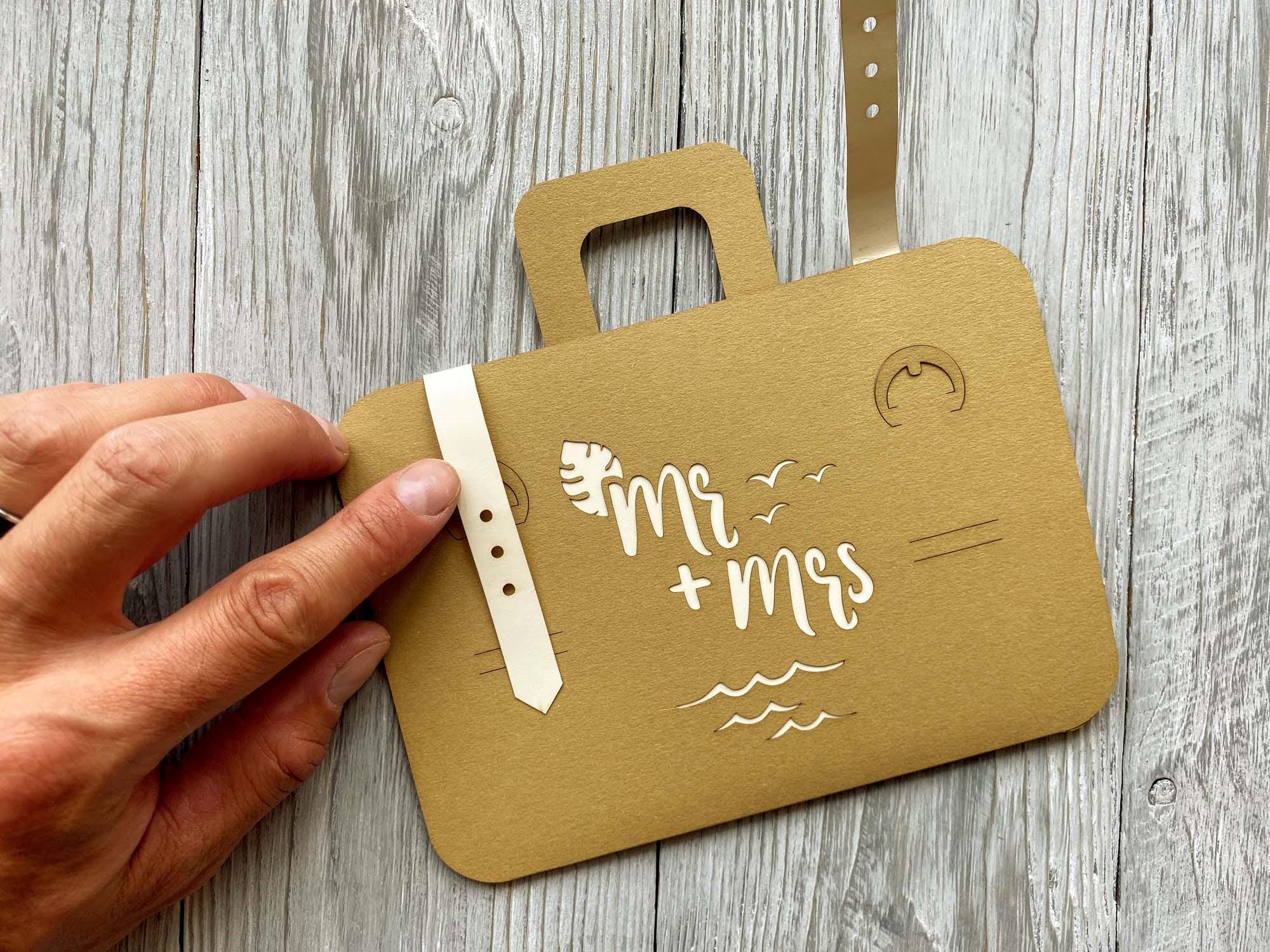 Suitcase Wedding Invitation SVG Template, Travel Adventure (digital ...