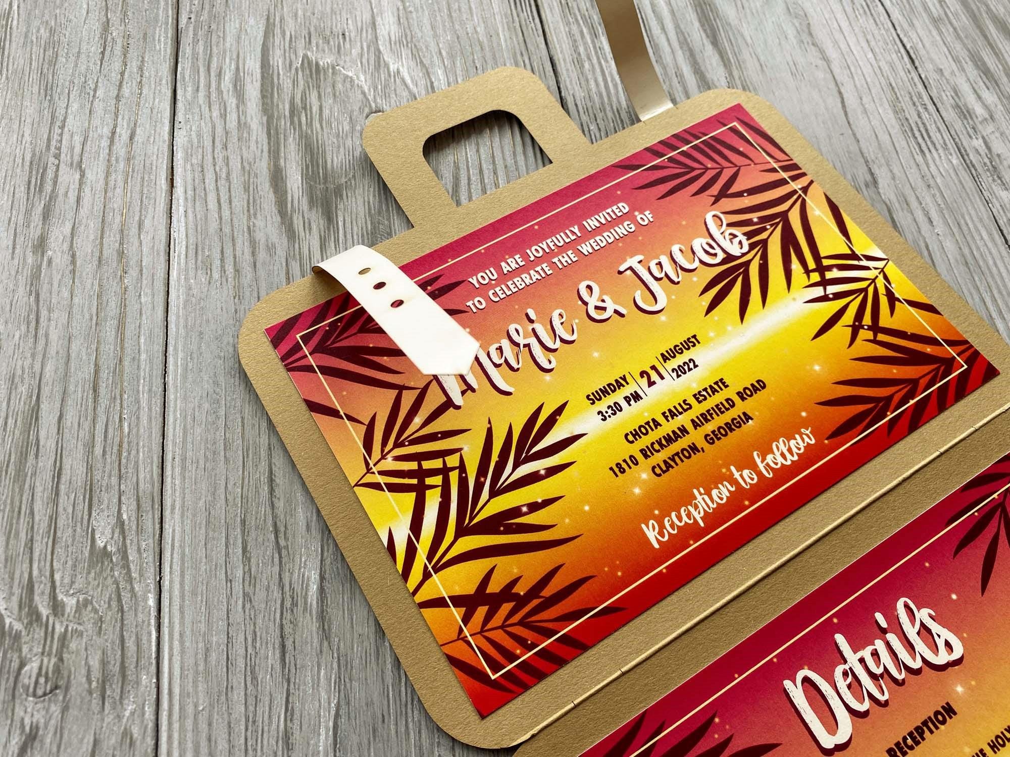 Suitcase Wedding Invitation SVG Template, Travel Adventure (digital ...