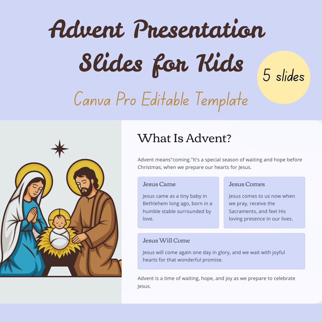 Advent Presentation Slides for Kids, Canva Pro Editable Template ...