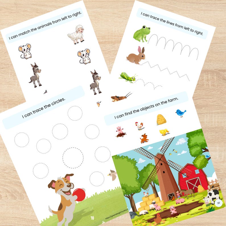 Farm-theme Pre-writing Worksheets, Line Practice, Tracing Practice ...