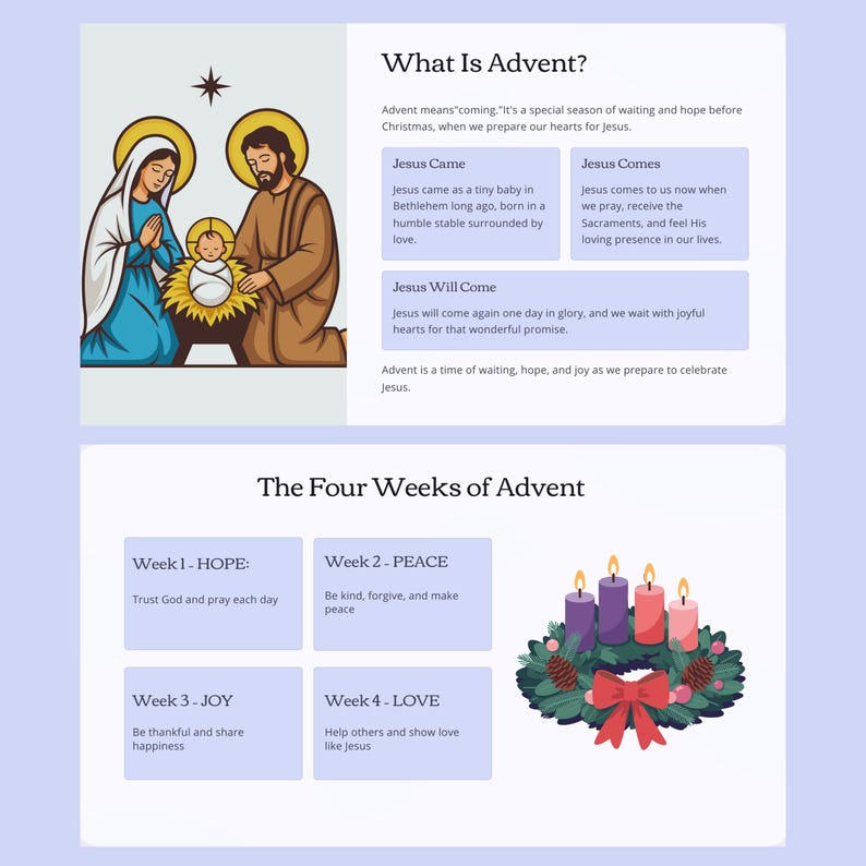 Advent Presentation Slides for Kids, Canva Pro Editable Template ...