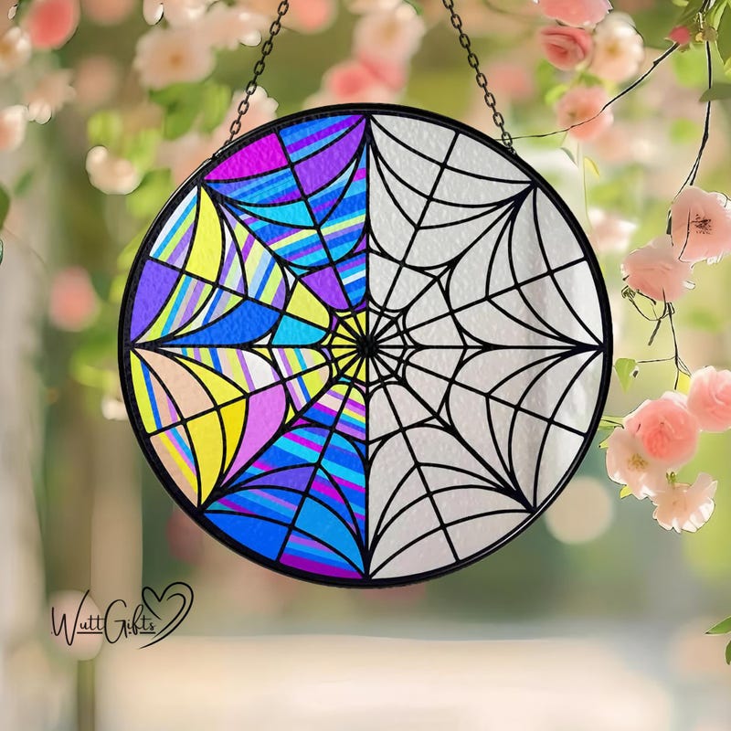 Spider Web Stained Glass - Etsy