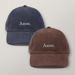 Anon. | Anonymous Author Embroidered Corduroy Hat, Writer Accessories ...