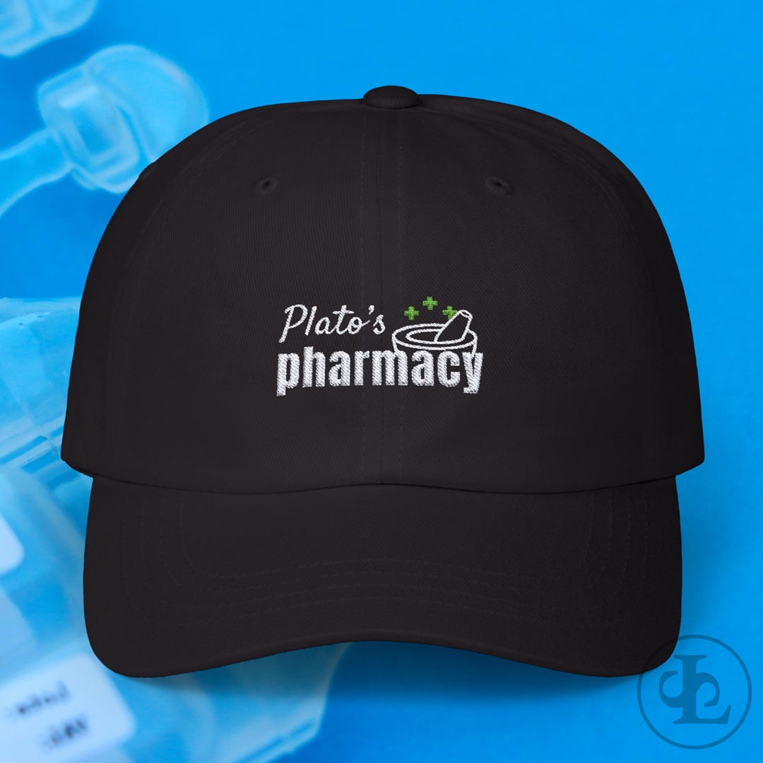 Plato's Pharmacy Philosophy Hat, Custom Black Embroidered Dad Cap ...