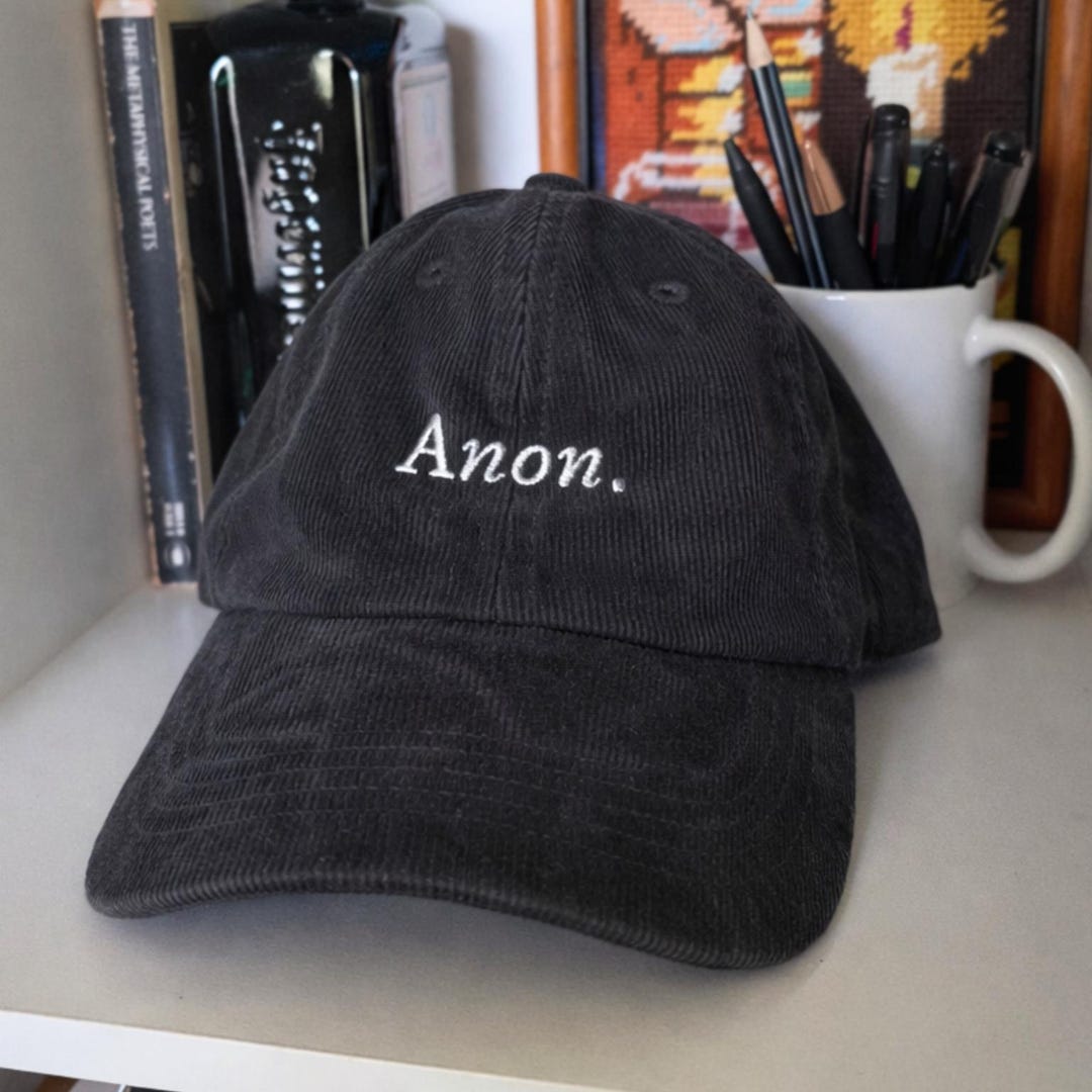 Anon. | Anonymous Author Embroidered Corduroy Hat, Writer Accessories ...