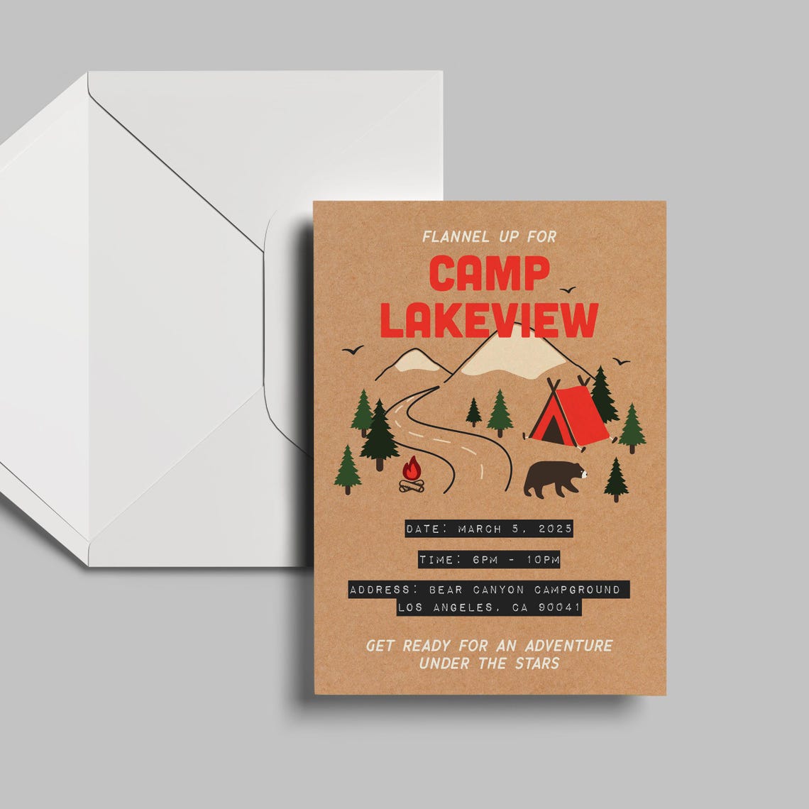 Camp-themed Invitation Printable | Kids Birthday Party | Rustic Camping ...