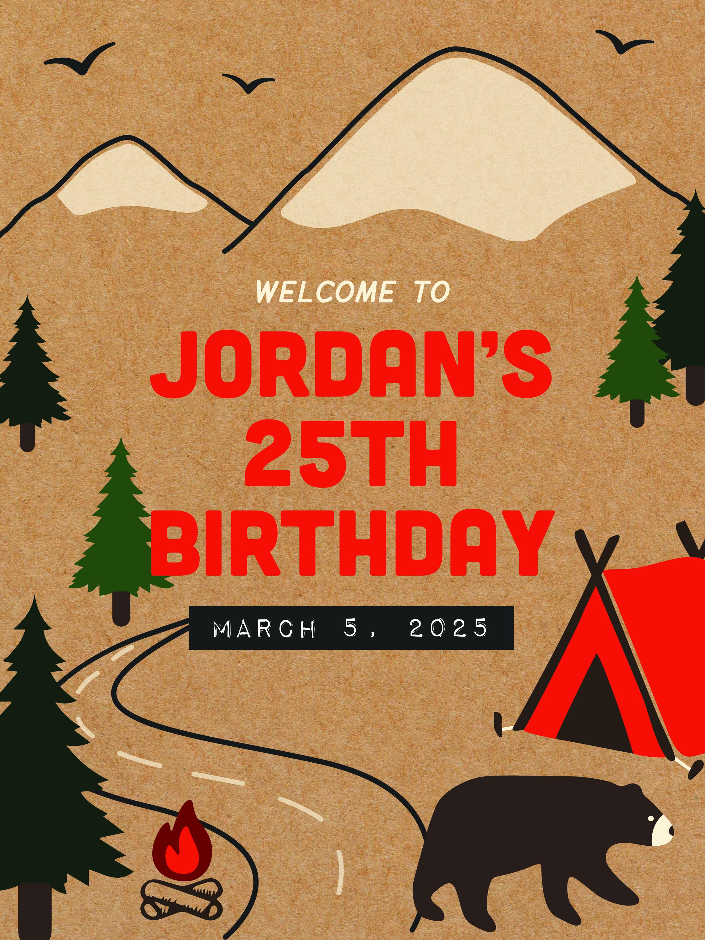 Camp-theme Sign | Event Poster | Birthday Poster | Camping Birthday ...