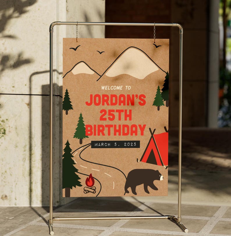 Camp-theme Sign | Event Poster | Birthday Poster | Camping Birthday ...