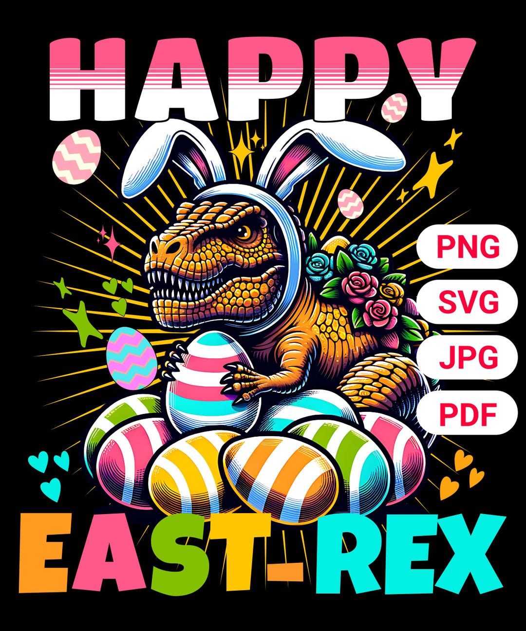 Happy East-rex Png,dinosaur Easter T-shirt, Funny T-rex Bunny Costume ...