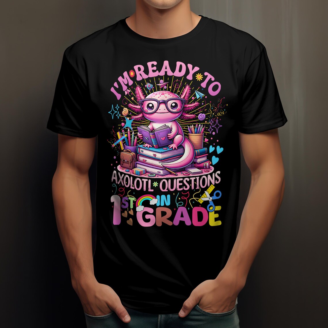 Back to School Axolotl 1st Grade PNG, Funny Cute First Day of School ...